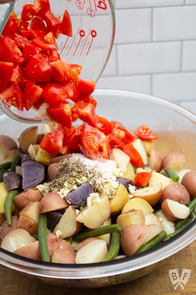 Calabrese Potato Salad with Green Beans + Tomatoes (Italian, No-Mayo)