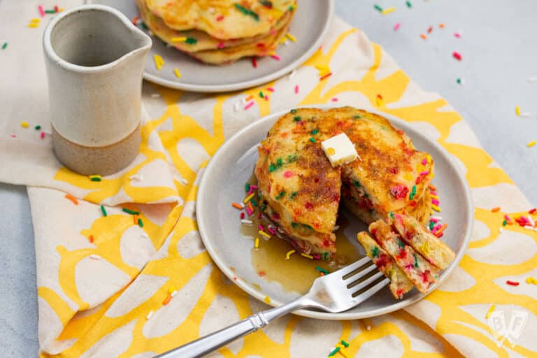 Birthday Cake Confetti Pancakes with Sprinkles